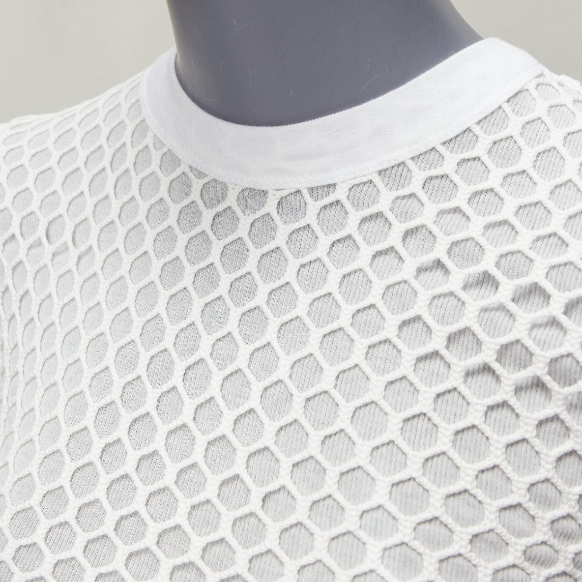 T ALEXANDER WANG white cotton net overlay crew neck fitted top XS For ...