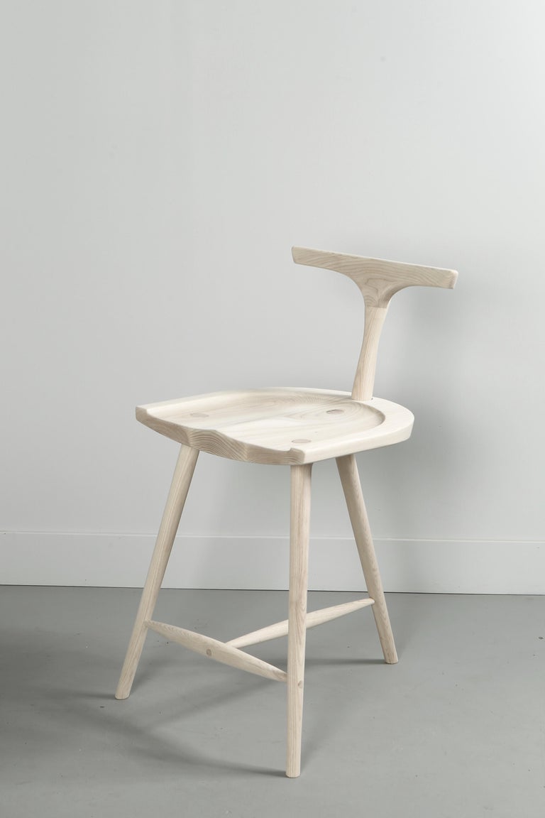 T-Back Krāne Stool in Solid Wood by Möbius Objects For Sale at 1stDibs