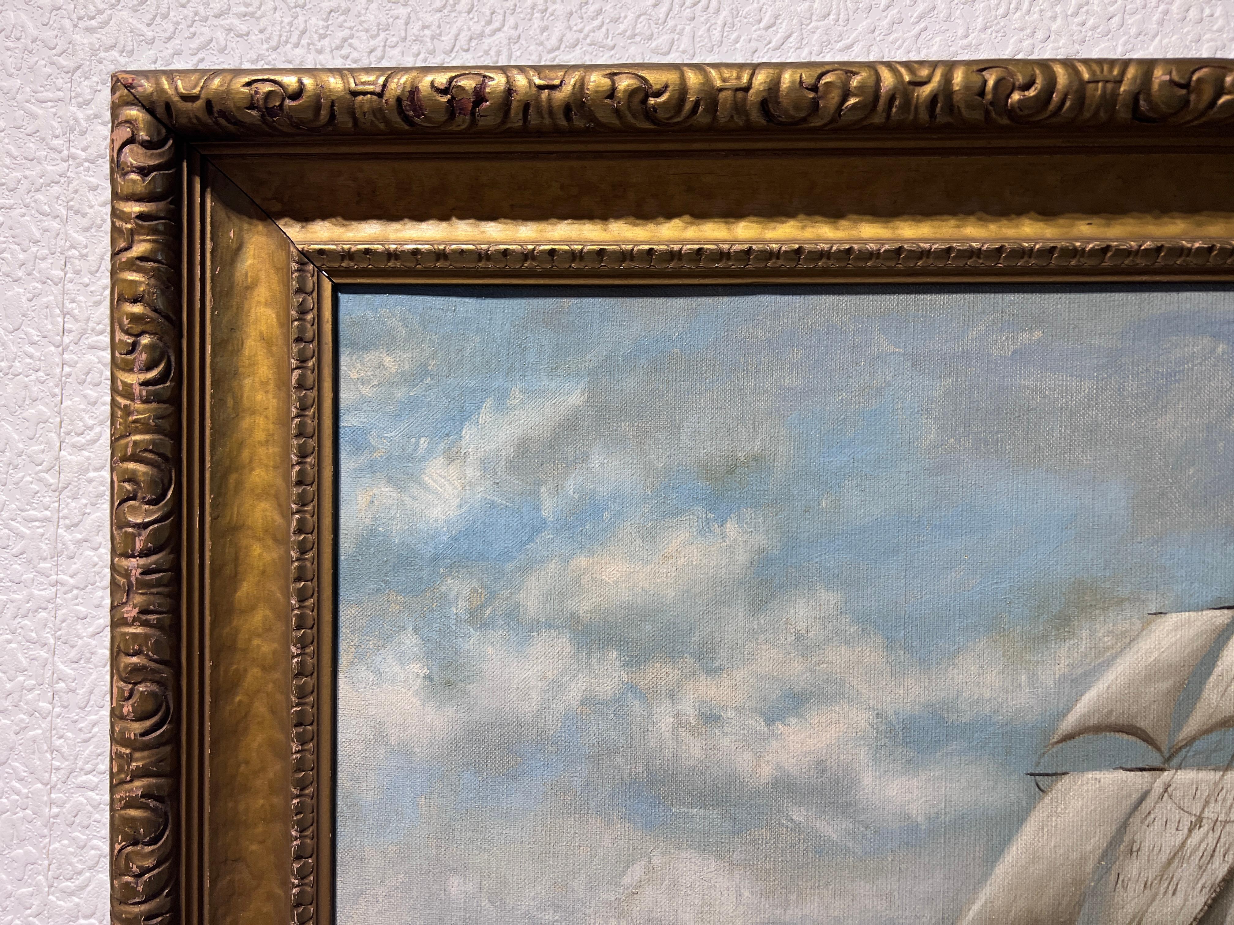 T. Bailey - Large Antique T. BAILEY Original Oil Painting on canvas ...