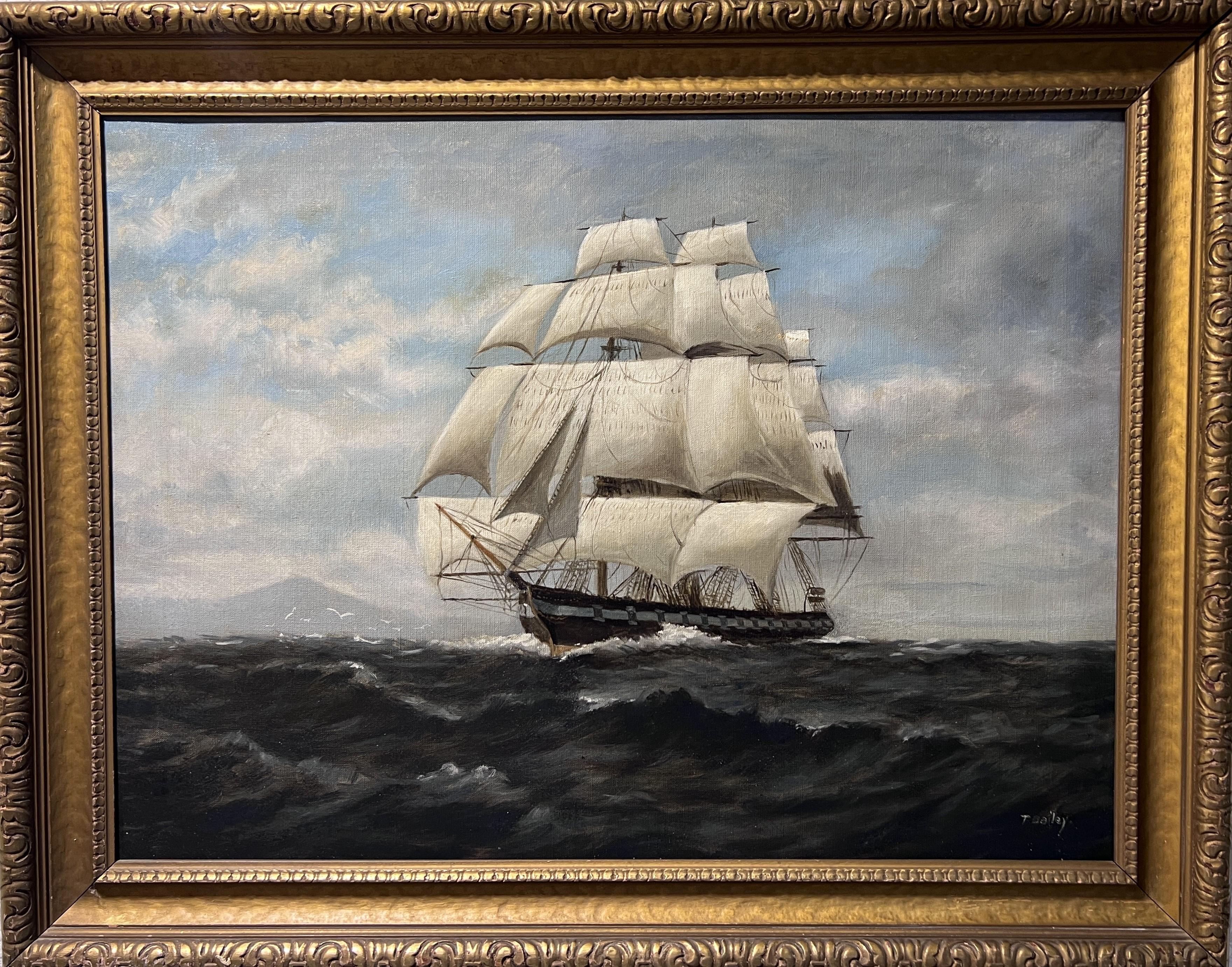 T. Bailey - Large Antique T. BAILEY Original Oil Painting on canvas ...