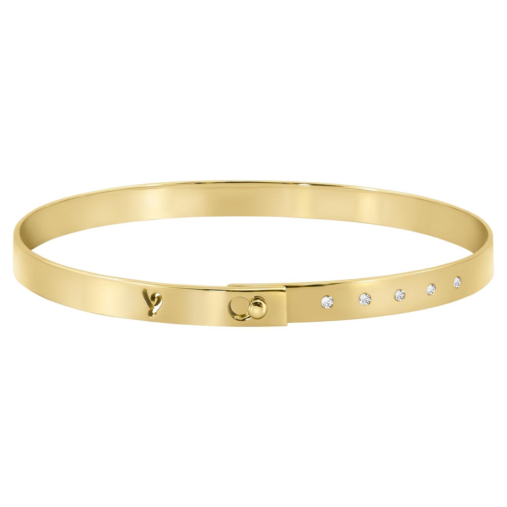 T By Thosay 5 DIAMONDS BANGLE - 14K Gold, Brilliant Cut Diamond For Sale at 1stDibs