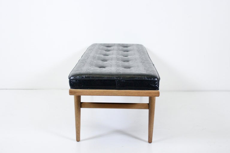 T. H. Robsjohn-Gibbings Bleached Mahogany Button Tufted Bench, 1950's ...