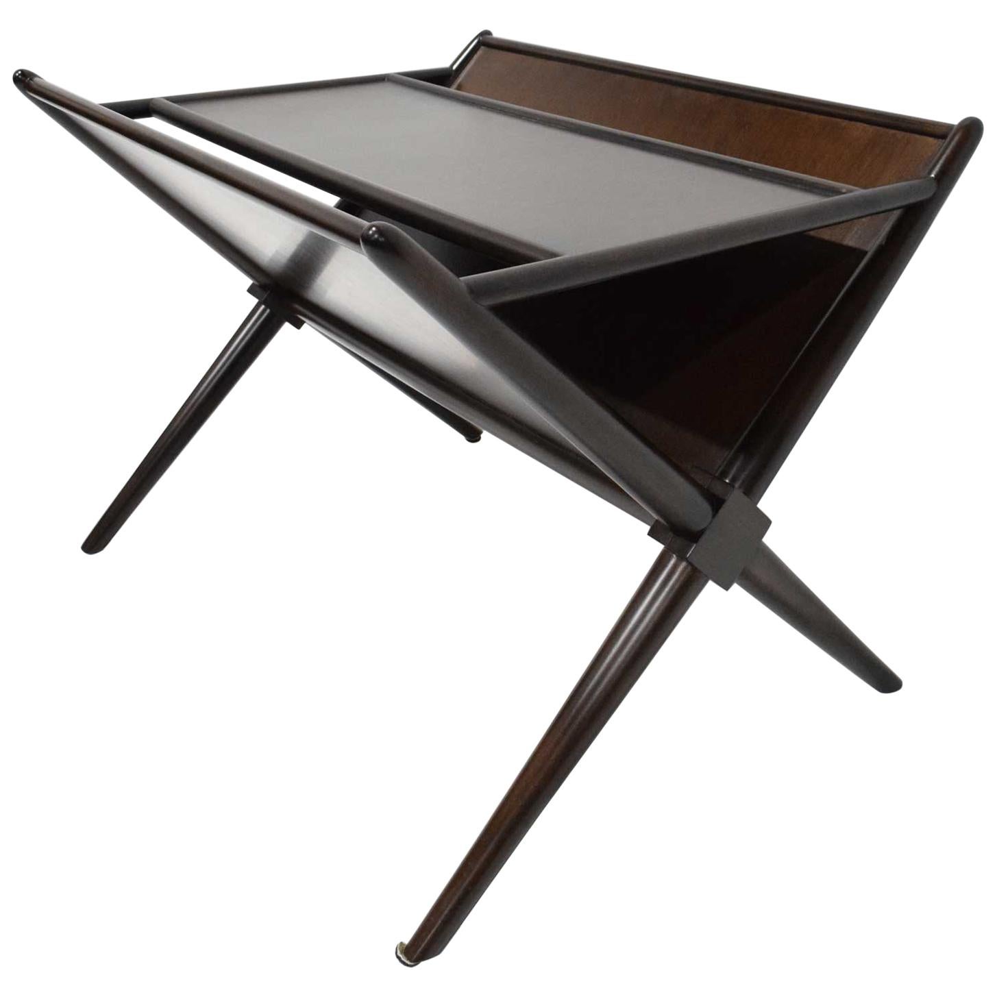 Midcentury Tiered Corner Magazine Table For Sale at 1stDibs