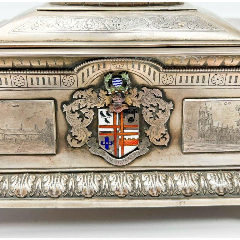 T and J Bragg Ltd English Gold Wash Sterling Silver Presentation Casket ...