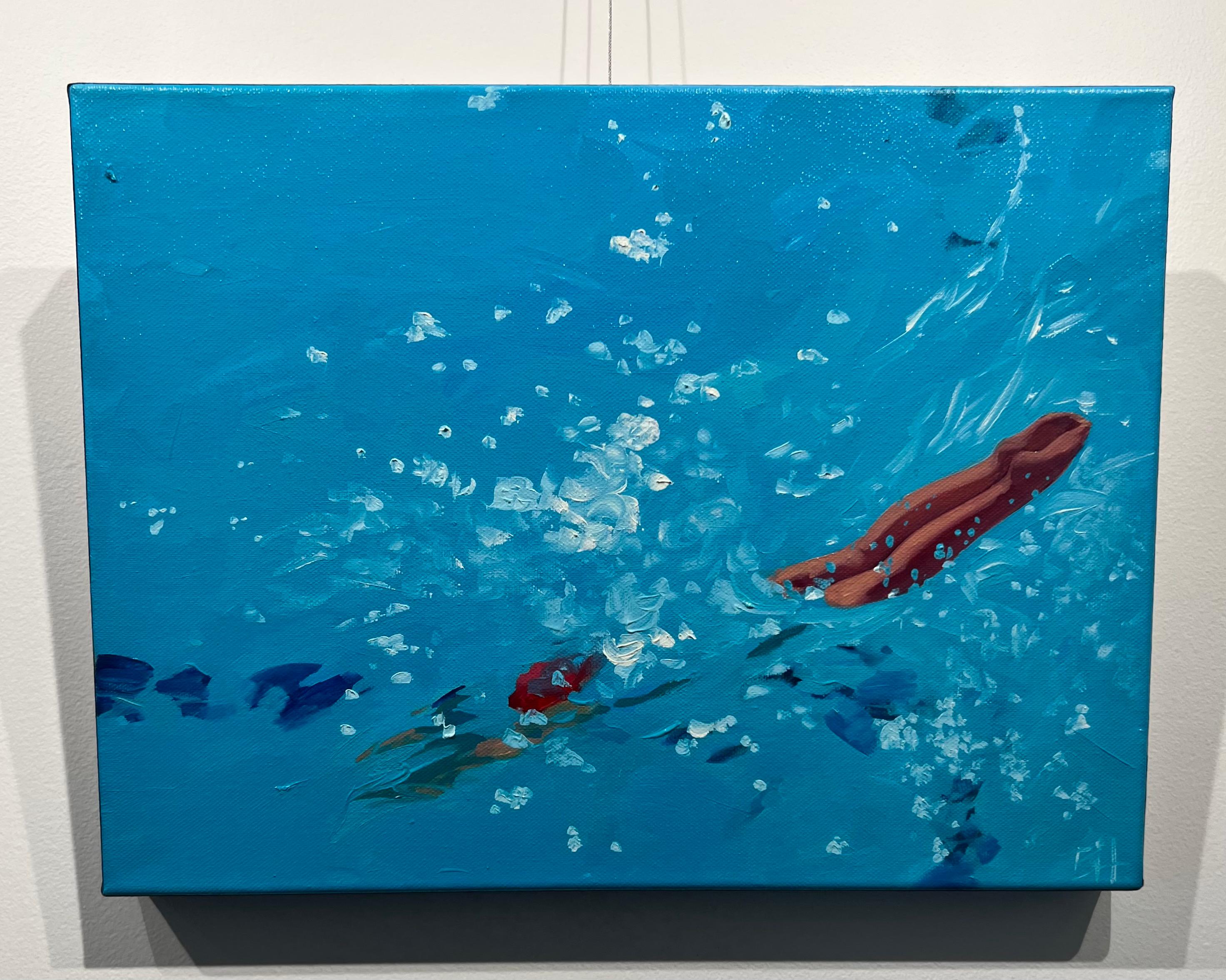 T.S. Harris - "Diving In" Oil painting of a figure diving into ...