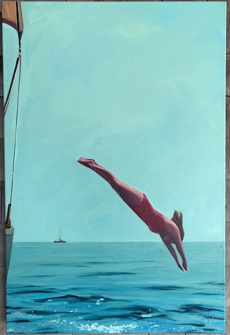 Vintage Diving Into Water