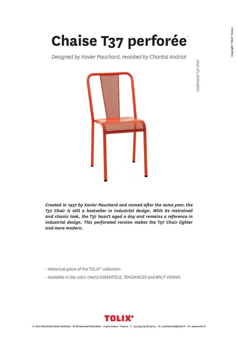 T37 Perforated Chair Outdoor in Black by Xavier Pauchard and Tolix, US ...