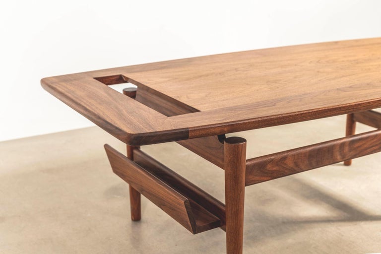 T390 Low Table with Magazine Rack in Walnut by Jens Risom at 1stDibs