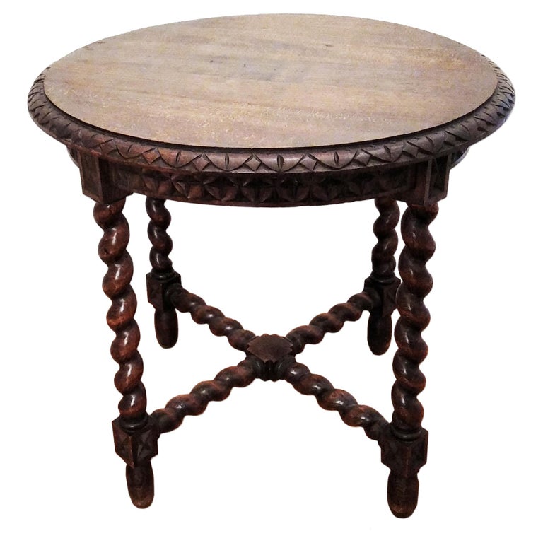 Side Table Round Barley Twist Legs, From Spain Tourned, Spanish ...