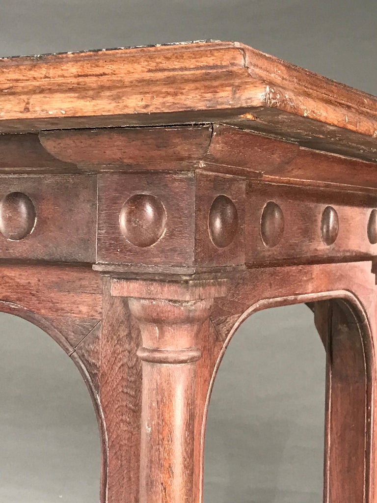 Table Centre Console Teak Marble Black White Geometric Architectural L64" D35" For Sale at 1stDibs