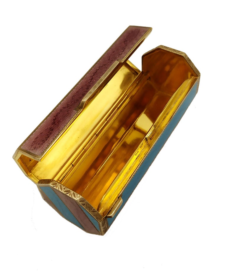 Table Cigarette Case George v with Two-Tone Striped Fired Enamel ...