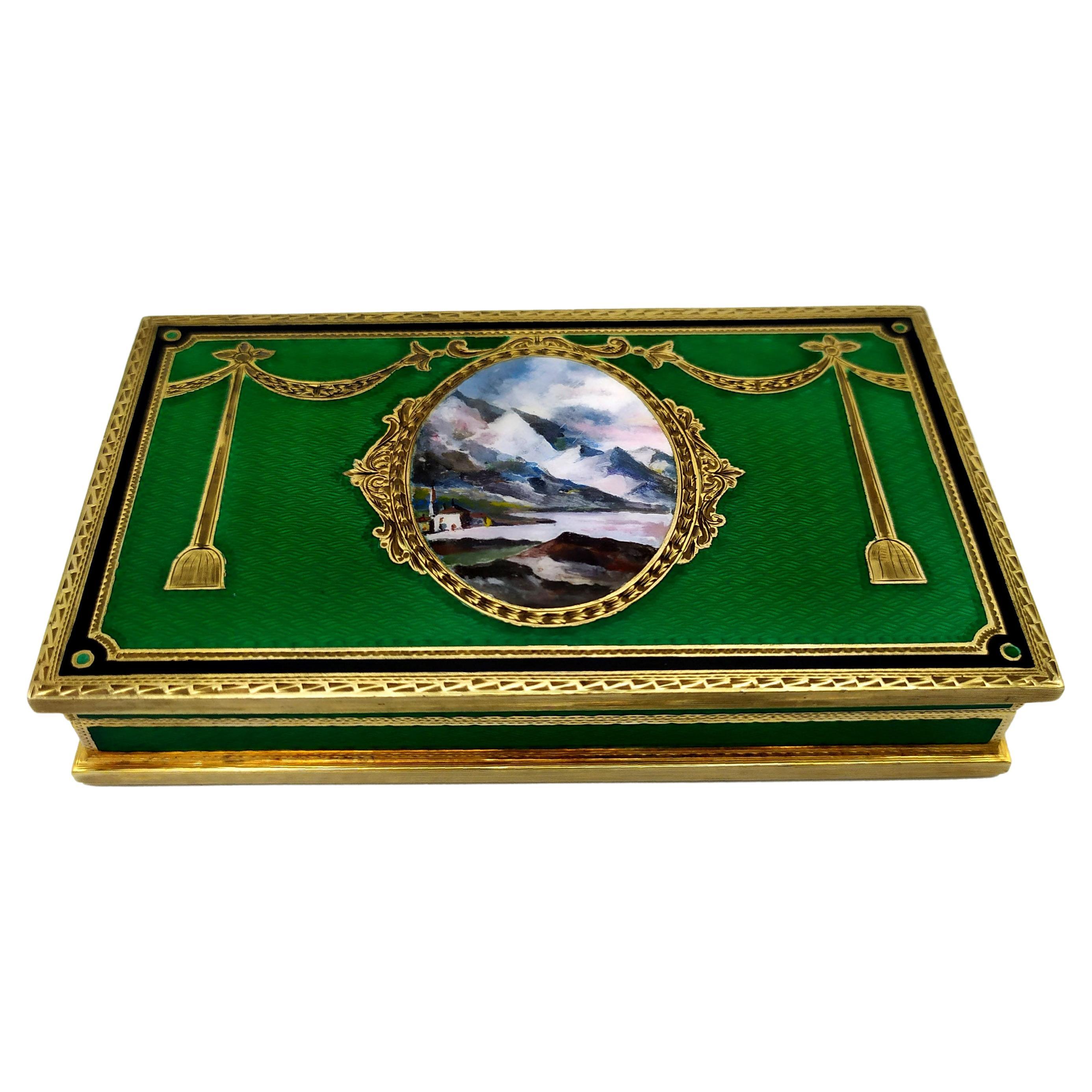 Cigarette Case Two-Tone Striped Fired Enamel Sterling Silver Salimbeni ...