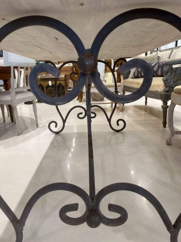 Table or Desk, French Farm with Iron Base For Sale at 1stDibs