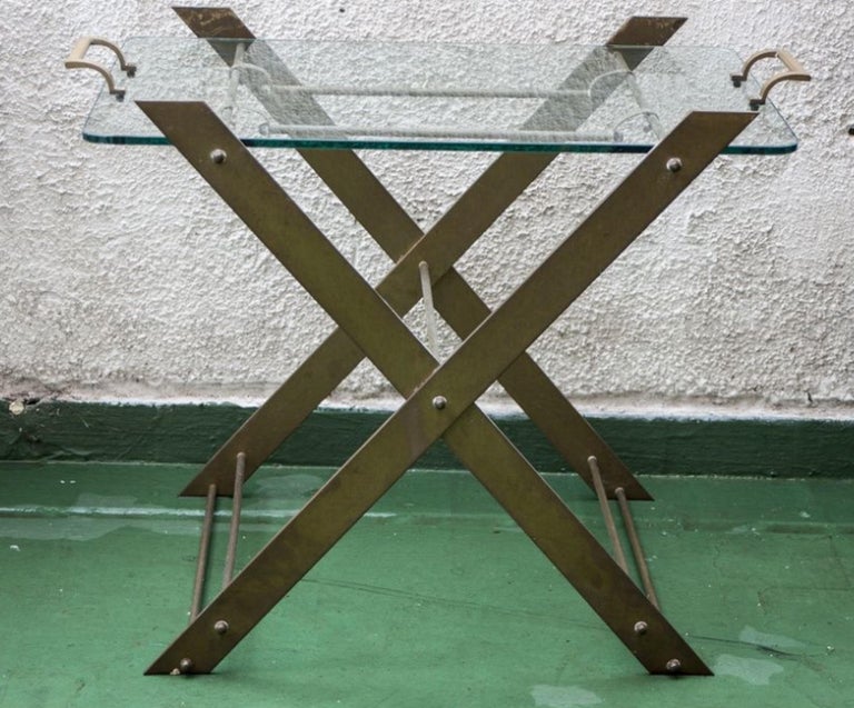 Table in Bronze and Glass with Tray, 1930, German, Art Deco For Sale at ...