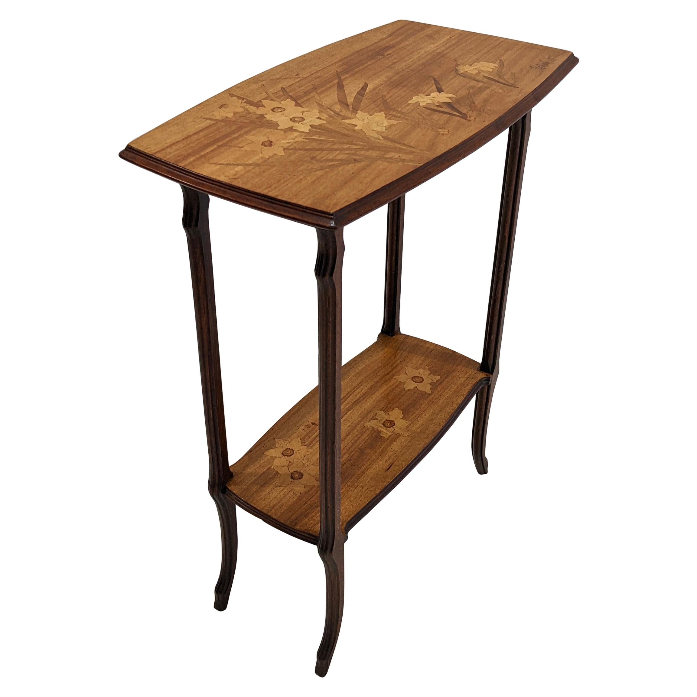 Emile Galle Carved and Marquetry Side Table, circa 1900 at 1stDibs