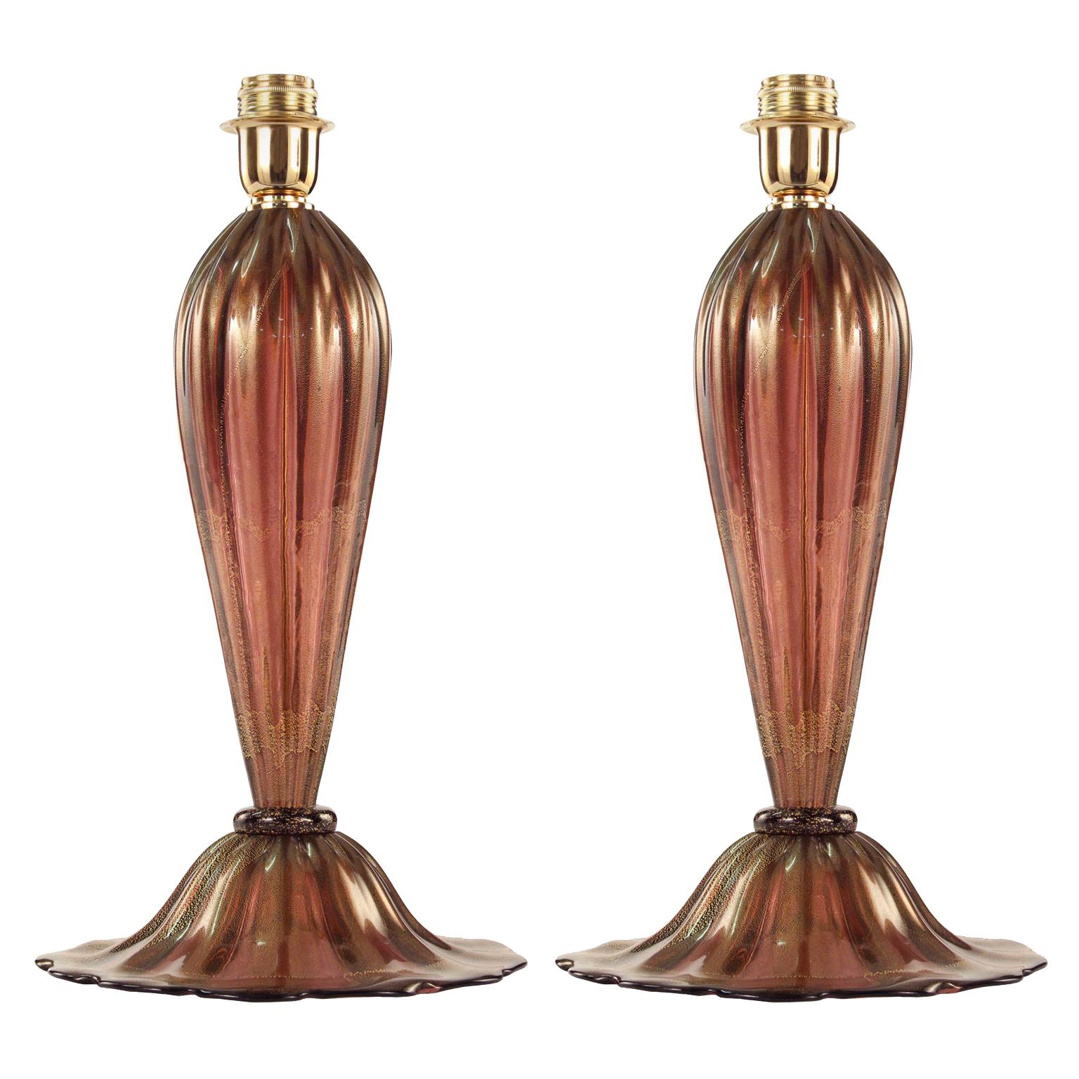 Artistic Table lamp, amethyst-gold Murano glass by Multiforme in stock ...