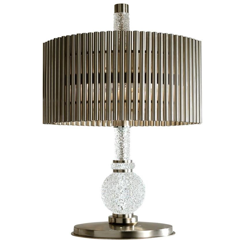 French Crystal Table Lamp with Crystal Baccarat Engraved Tulipe For ...
