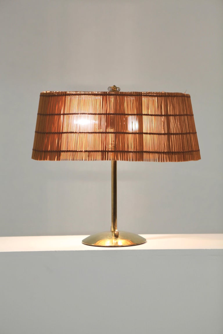 Table Lamp, Brass and Shade Made of Splints, Lasipaino Oy, Finland ...