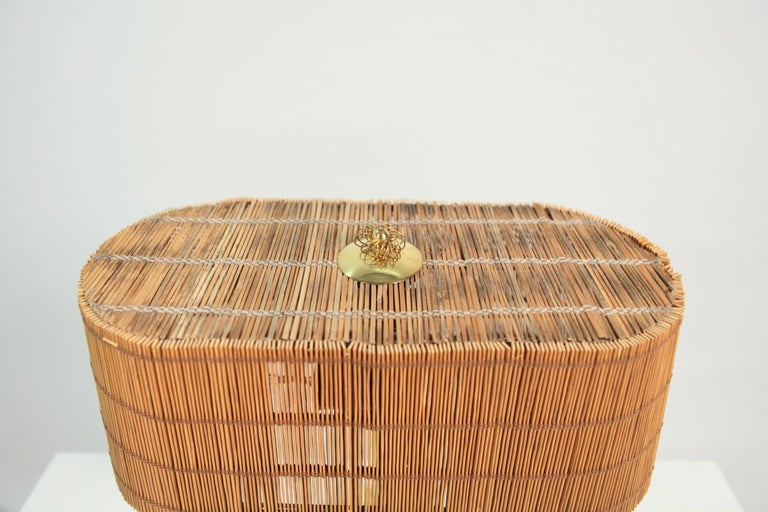 Table Lamp, Brass and Shade Made of Splints, Lasipaino Oy, Finland ...