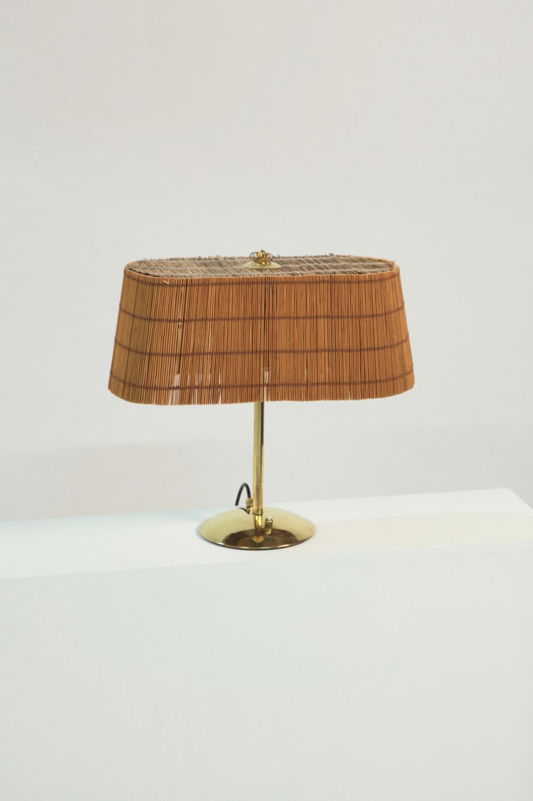 Table Lamp, Brass and Shade Made of Splints, Lasipaino Oy, Finland ...