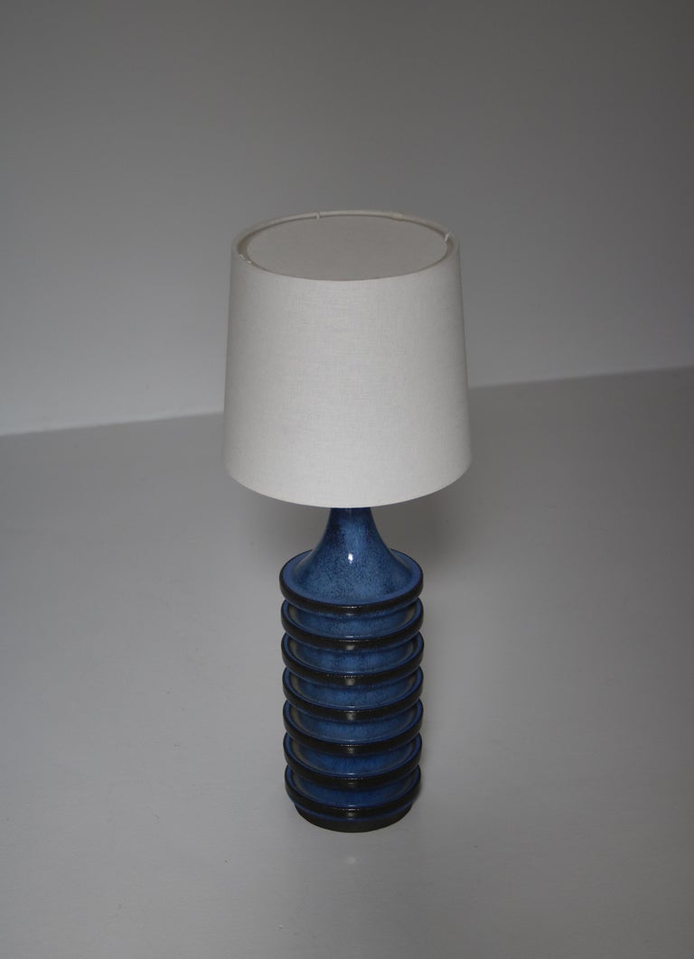 Blue Ceramic Table Lamp by Herluf Gottschalk-Olsen Stogo, Denmark ...