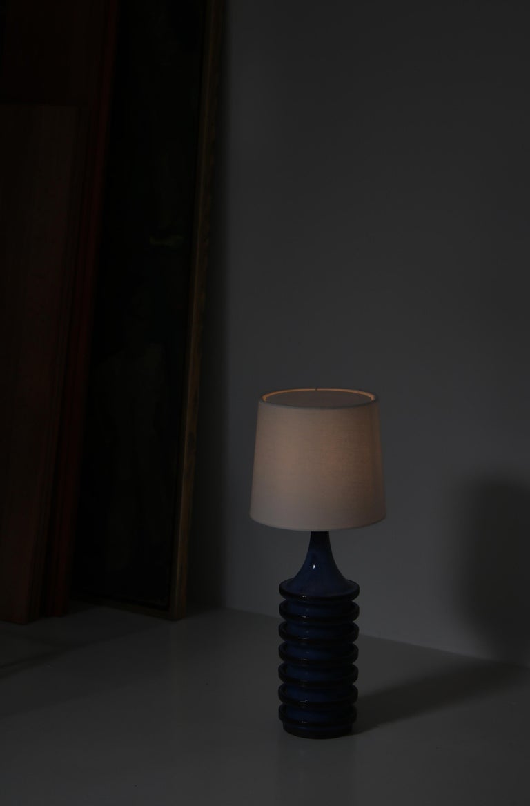 Blue Ceramic Table Lamp by Herluf Gottschalk-Olsen Stogo, Denmark ...