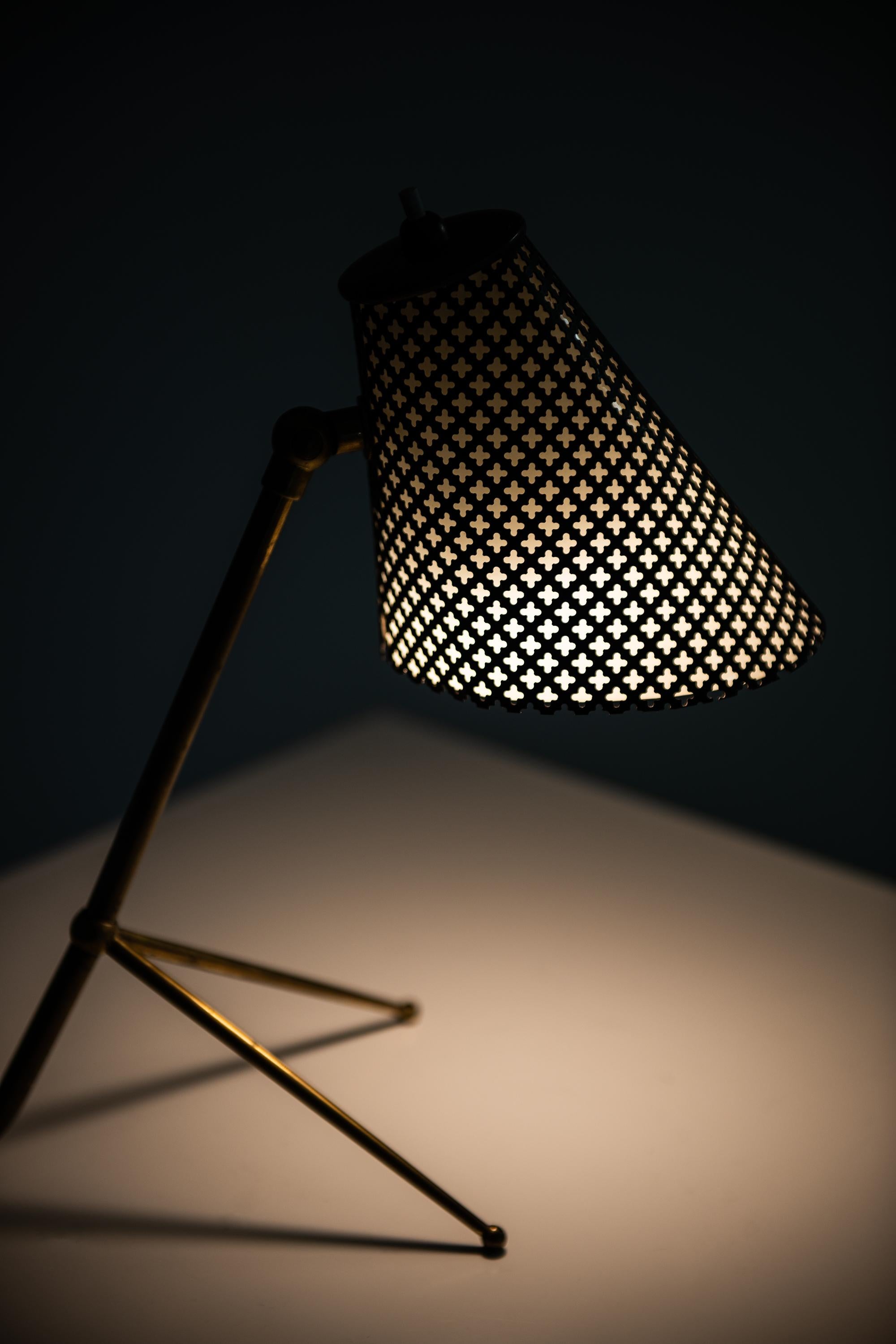 Table Lamp in Brass and Black Lacquer Produced in Denmark at 1stDibs
