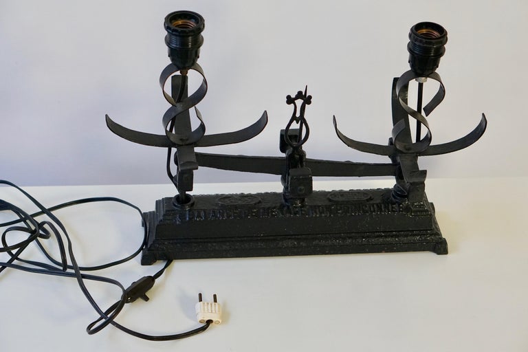 Table Lamp Made of an old Wrought Iron Scale, Balance For Sale at 1stDibs