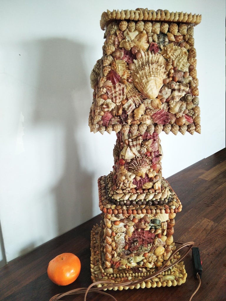 Shell Table Lamp Handmade With Natural Shells, Spain Early 20th Century ...