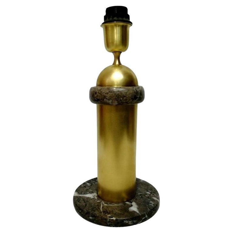 Table Lamp with a Phallic Shape in Brass and Mondragone Marble, 1970s ...