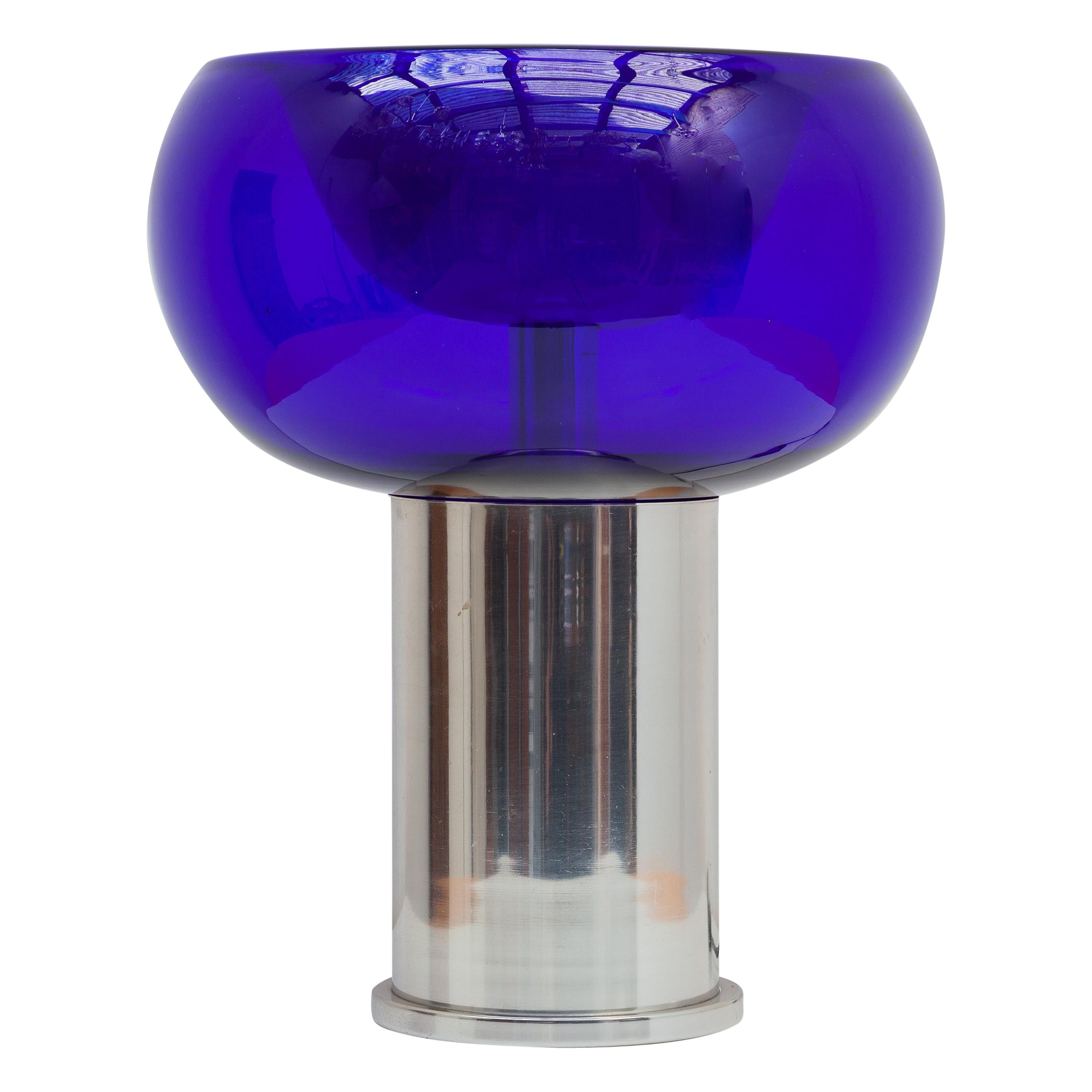 Table Lamp with Cobalt Blue Glass Shade designed by Doria 1970s ...