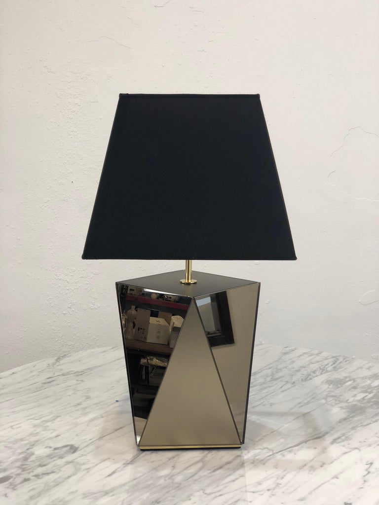Table Lamp with Mirrored and Satin Glass at 1stDibs
