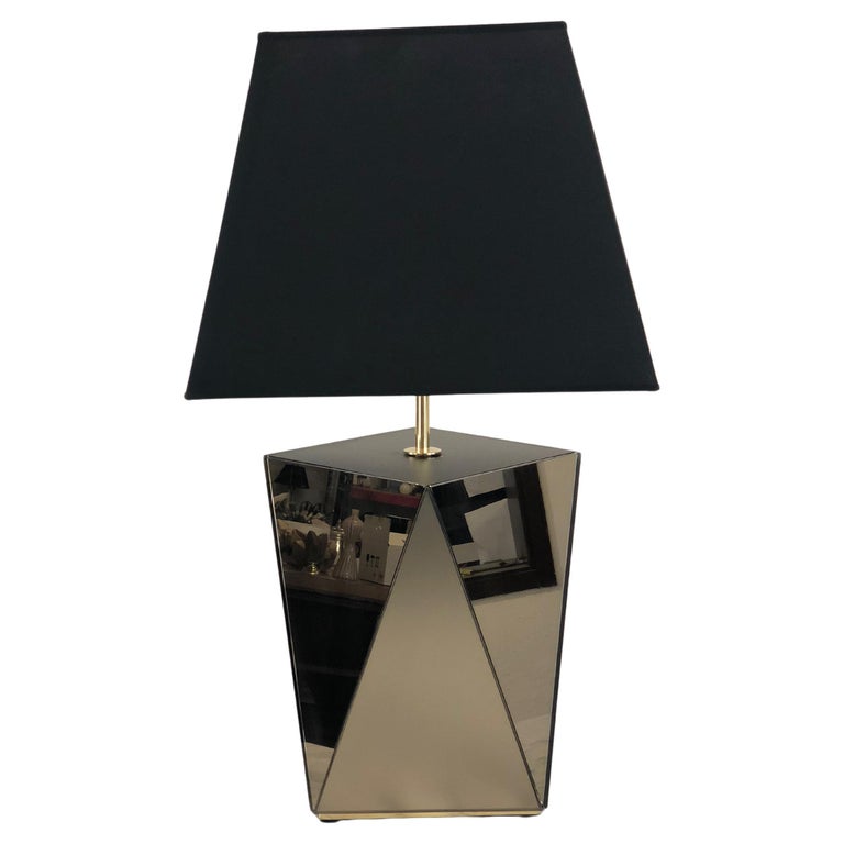 Table Lamp with Mirrored and Satin Glass at 1stDibs