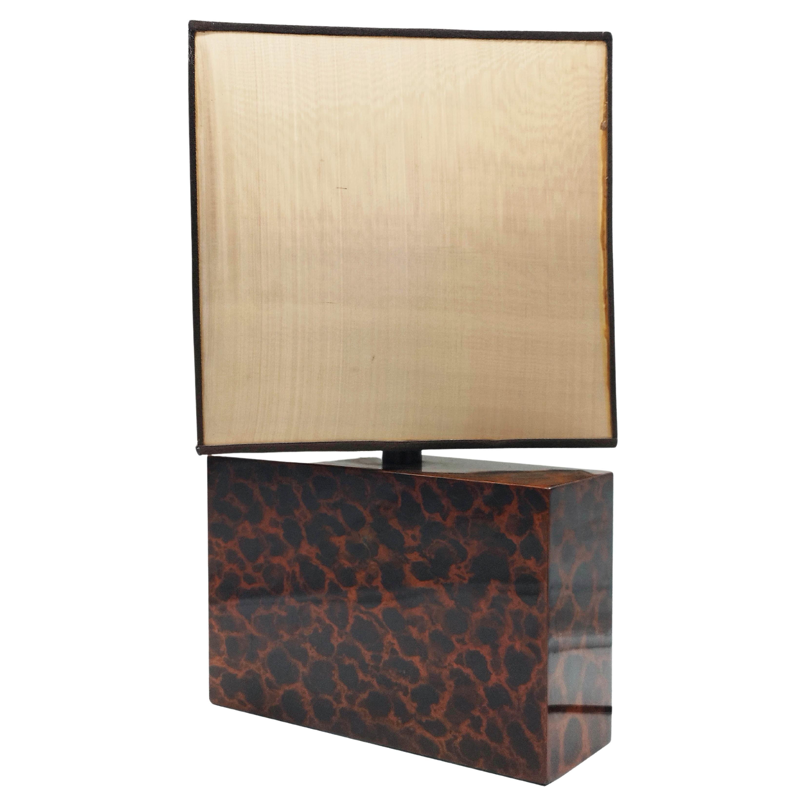 Table Lamp with Tortoise Lucite Base, Italy 1980s For Sale at 1stDibs