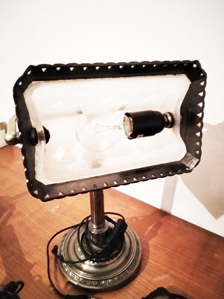 Table Lamps Bank library or Desk Large Size White and Silver Color ...