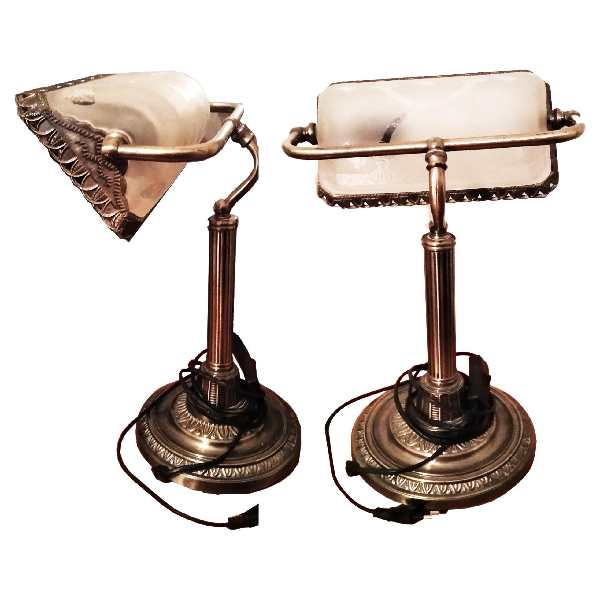 Banker Desk or Library Lamp, Art Deco Style Early 20th Century, Brass ...