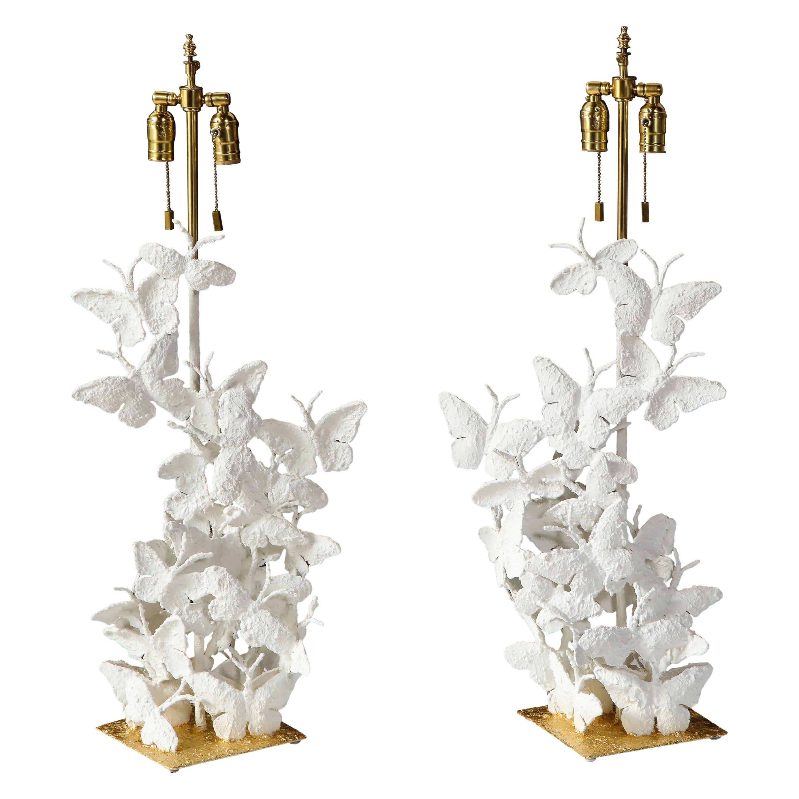 Pair of Tall White Ceramic Lamps at 1stdibs