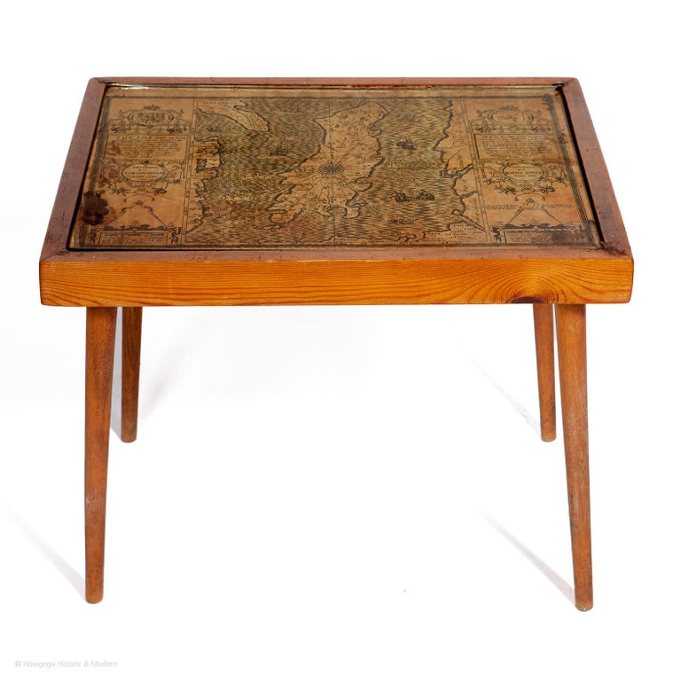 Table Low Sofa Vintage 1950s Map Isle of Man John Speed 1610 Thomas ...