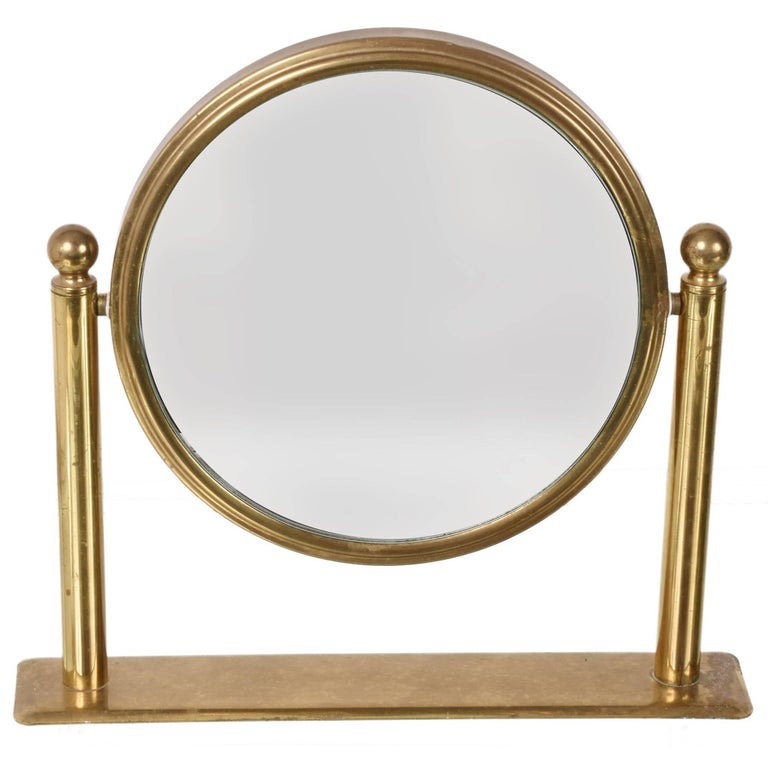 Table Mirror in Brass, Double-Sided Vanity, Adjustable and Magnified at ...