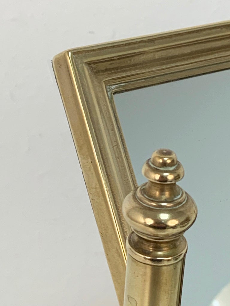 Table Mirror in Polished Brass, Vanity, Adjustable, Italy, 1950s at 1stDibs