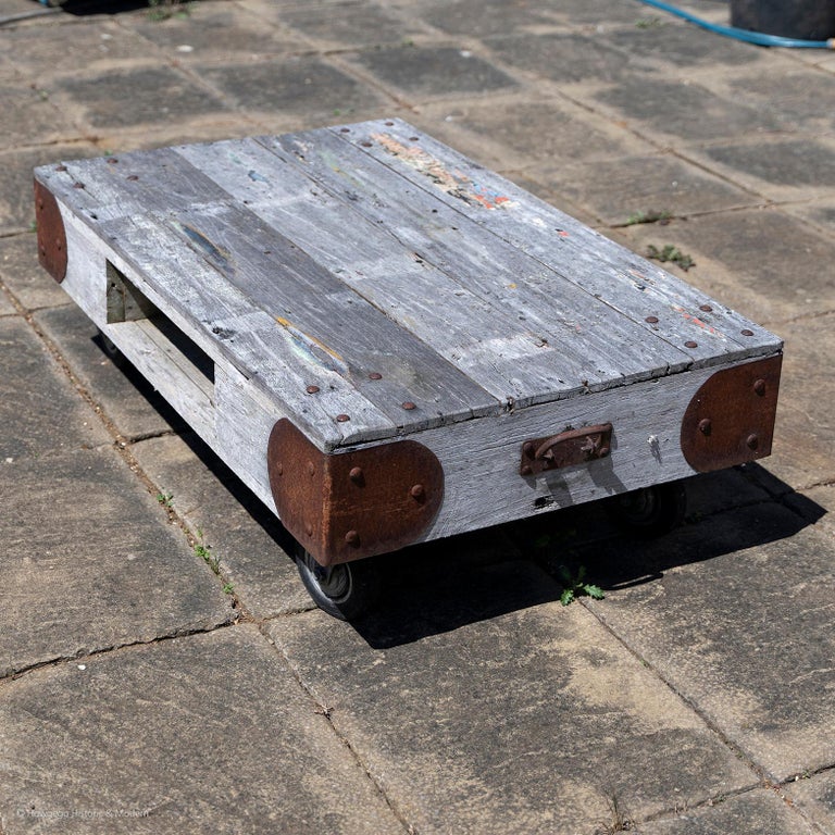 Table Teak Garden Patio Conservatory Storage Recess Moveable Castor For ...