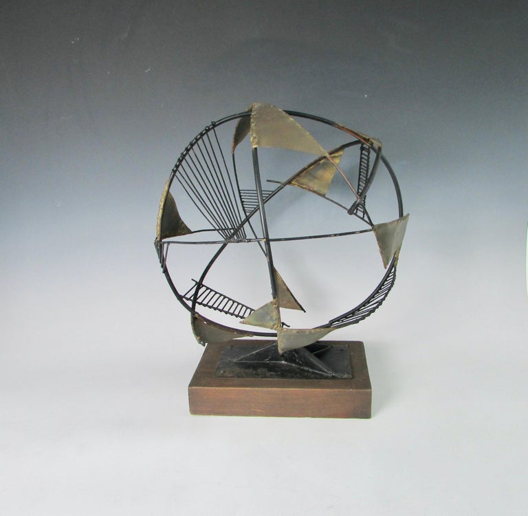 Table Top Torch Cut and Welded Brutalist Skeleton Sphere Sculpture For ...
