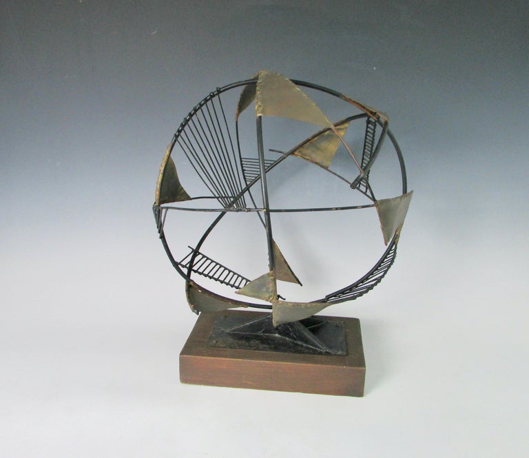 Table Top Torch Cut and Welded Brutalist Skeleton Sphere Sculpture For ...