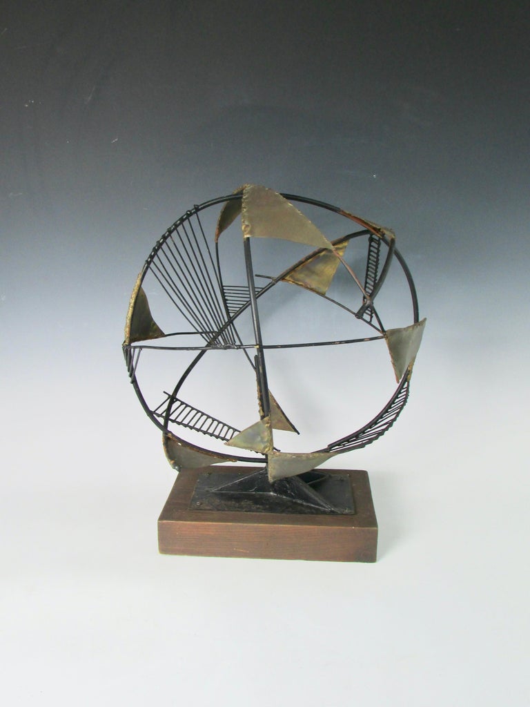 Table Top Torch Cut and Welded Brutalist Skeleton Sphere Sculpture For ...
