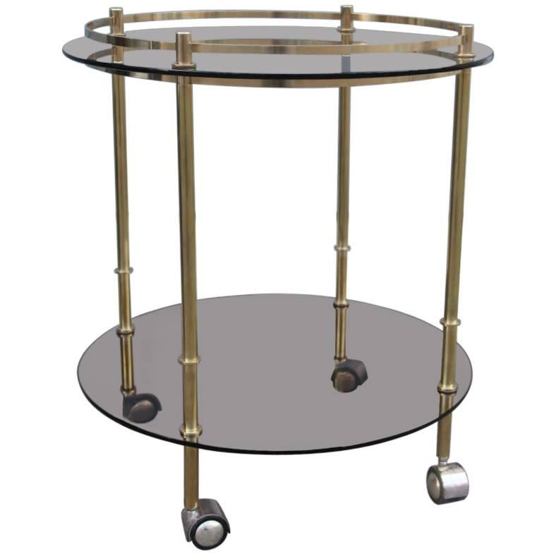 Table Trolley 1970s Bar in Brass and Dark Glasses at 1stDibs