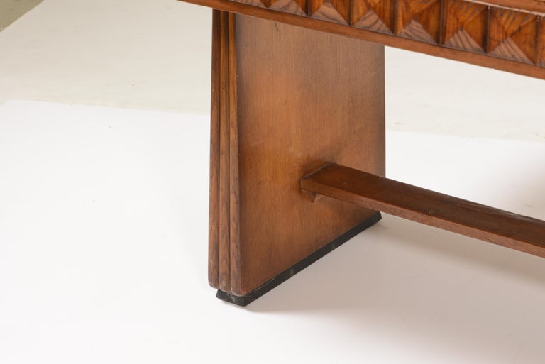 Table with Faceted Edge Motif and Fluted Panel Legs, Italy, 1940's For ...