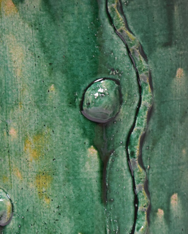 Table with Green Glaze and Relief Decoration For Sale at 1stDibs