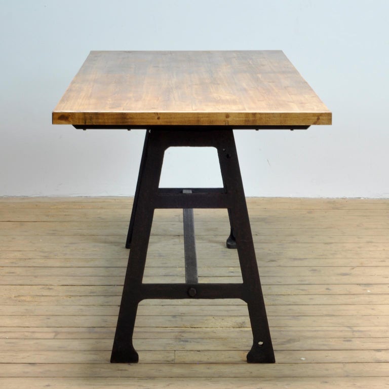 Table with Industrial Cast Iron Base at 1stDibs