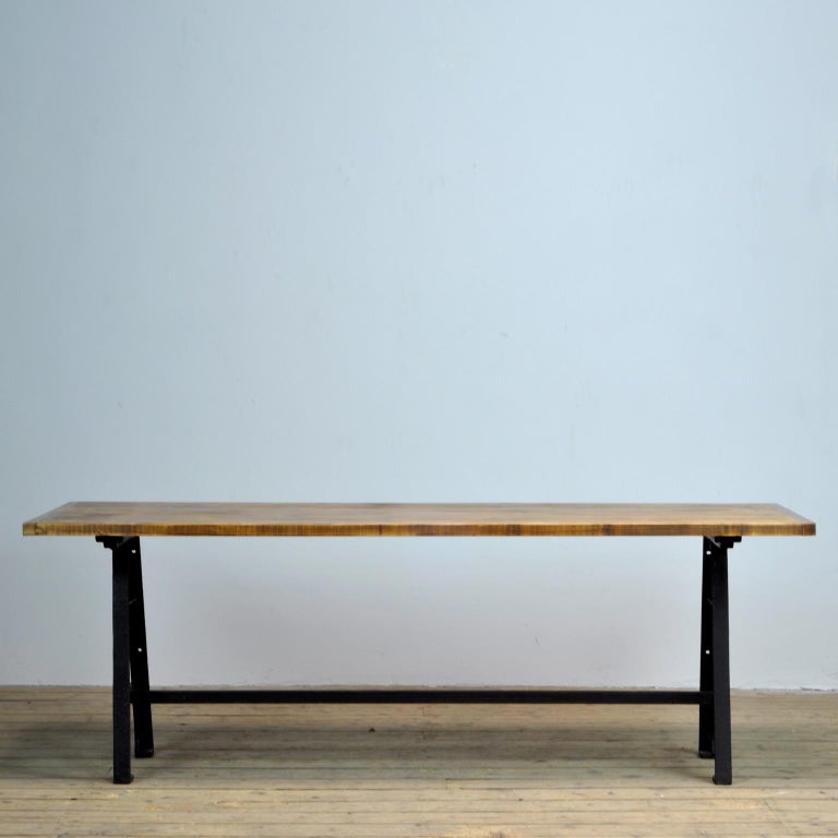 Table with Industrial Cast Iron Base at 1stDibs