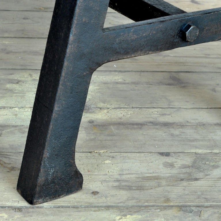 Table with Industrial Cast Iron Base at 1stDibs
